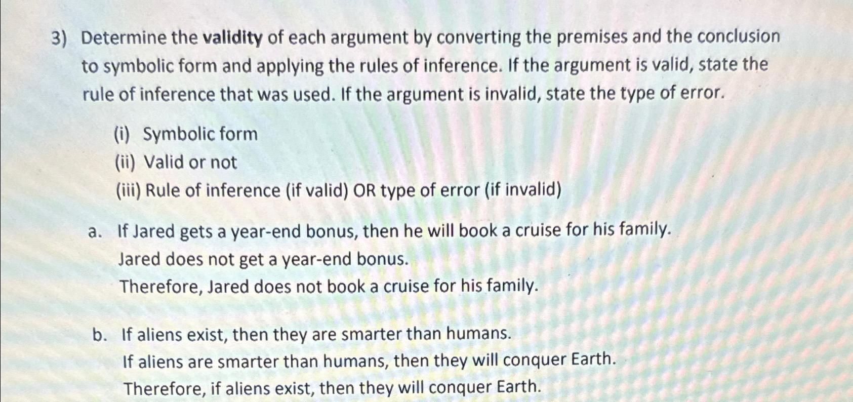 Solved Determine the validity of each argument by converting | Chegg.com