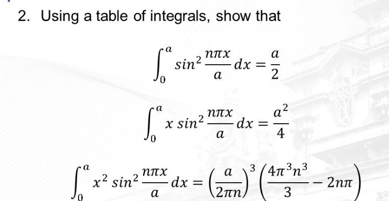 Solved Using a table of integrals, show | Chegg.com