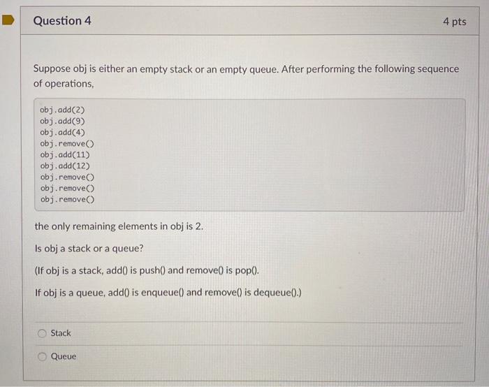 Solved Question 1 4 pts Suppose we use Python lists to | Chegg.com