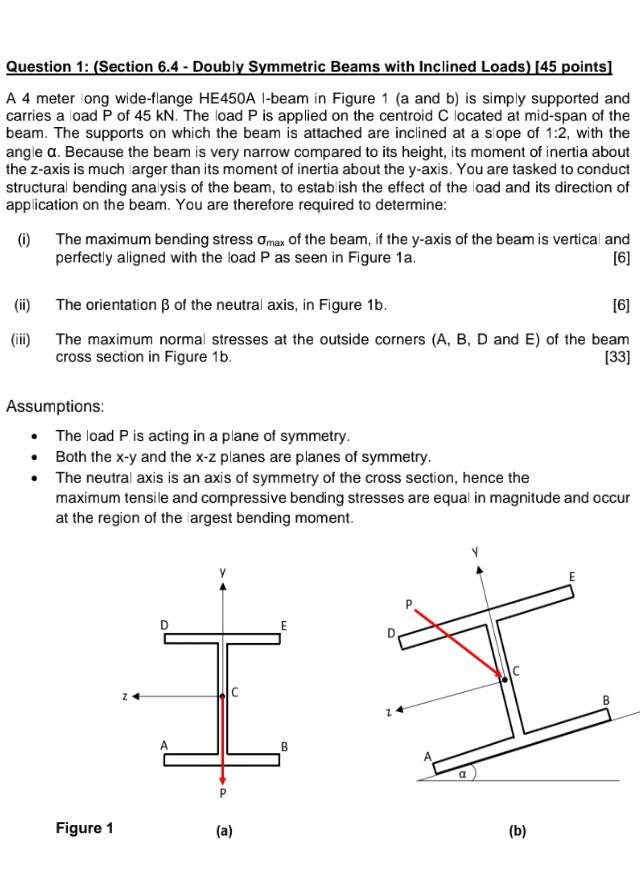 Solved Question 1: (Section 6.4 - Doubly Symmetric Beams | Chegg.com