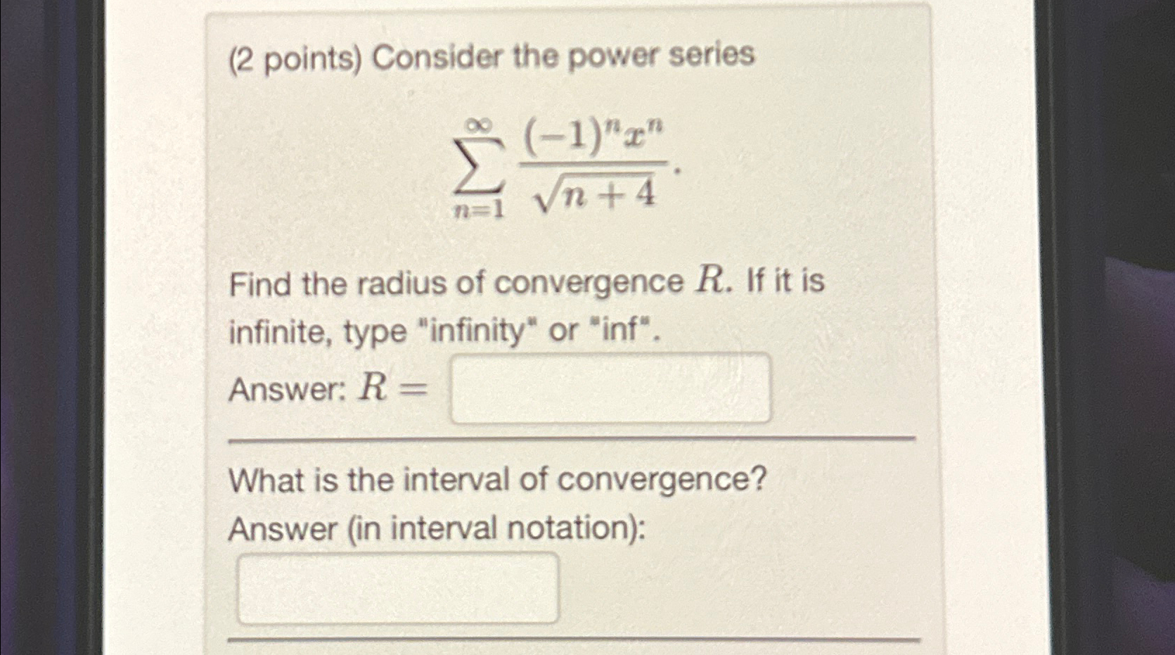 Solved (2 ﻿points) ﻿Consider the power | Chegg.com