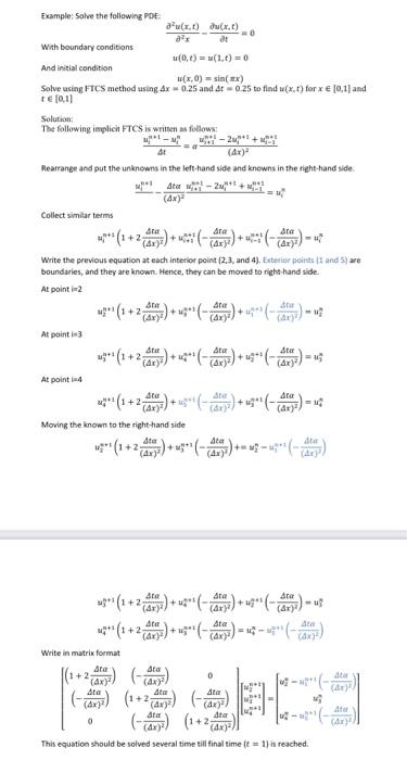 Solved Q1: a-Solve the previous example by hand using FTCS. | Chegg.com