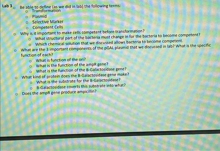 Solved Lab 3 Be able to define (as we did in lab) the | Chegg.com