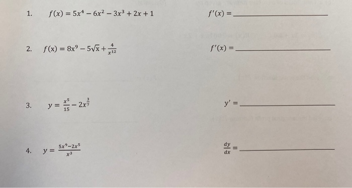 Solved find the derivative ysing only the shortcut rules- | Chegg.com