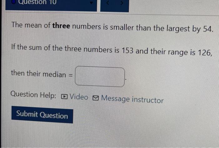 Solved The mean and median of a sample of three values are | Chegg.com