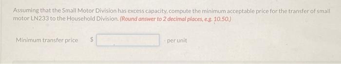 Solved Whispering Winds Company's Small Motor Division | Chegg.com