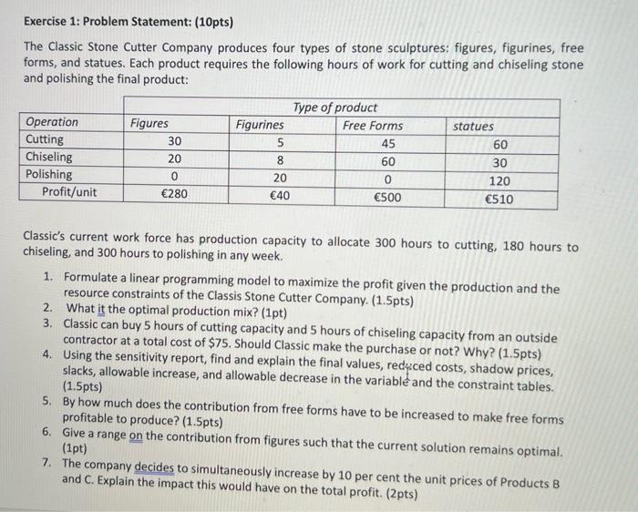 Solved Exercise 1: Problem Statement: (10pts) The Classic | Chegg.com