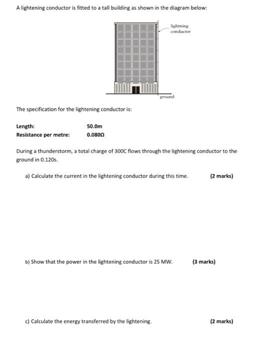 Solved A lightening conductor is fitted to a tall building | Chegg.com