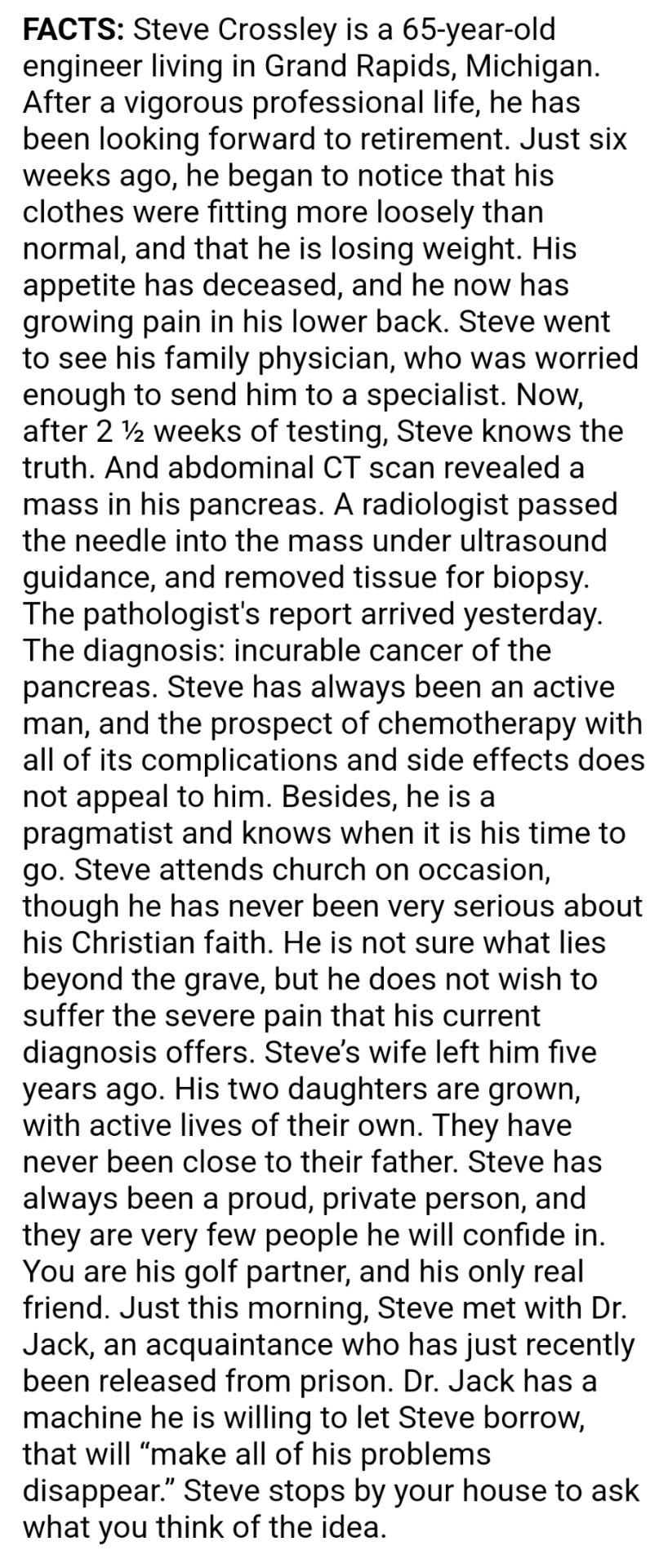 Solved FACTS: Steve Crossley is a 65-year-old engineer | Chegg.com