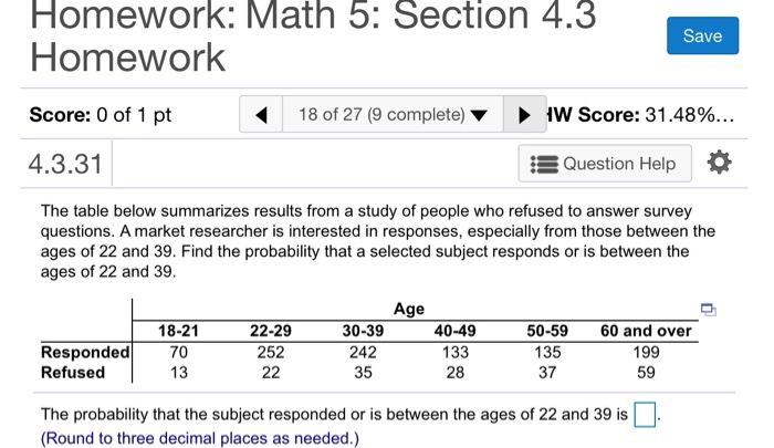 Solved Homework Math 5 Section 4 3 Homework Save Score 0
