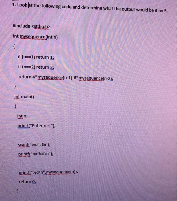 Solved 1 Look At The Following Code And Determine What The 7870