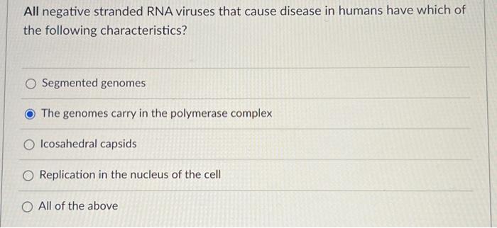 Solved All negative stranded RNA viruses that cause disease | Chegg.com