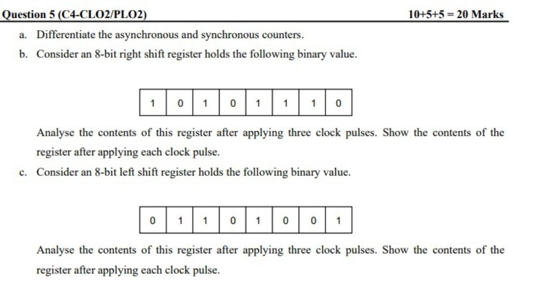 Solved 10+5+5 = 20 Marks Question 5 (C4-CLO2/PLO2) a. | Chegg.com