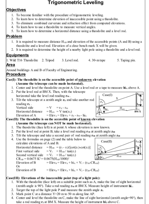 Solved S Trigonometric Leveling Objectives 1. To become | Chegg.com