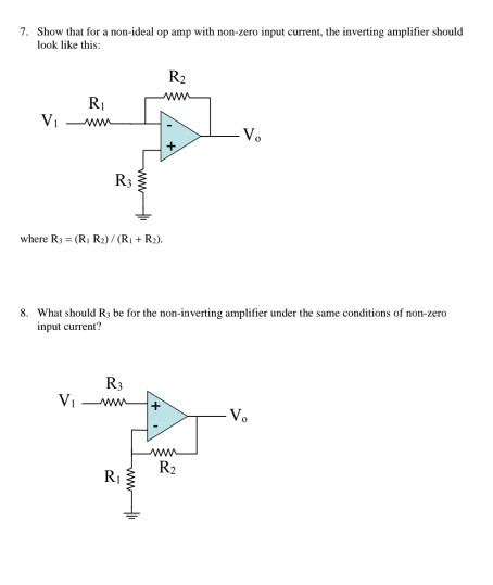 Solved 7. Show that for a non-ideal op amp with non-zero | Chegg.com