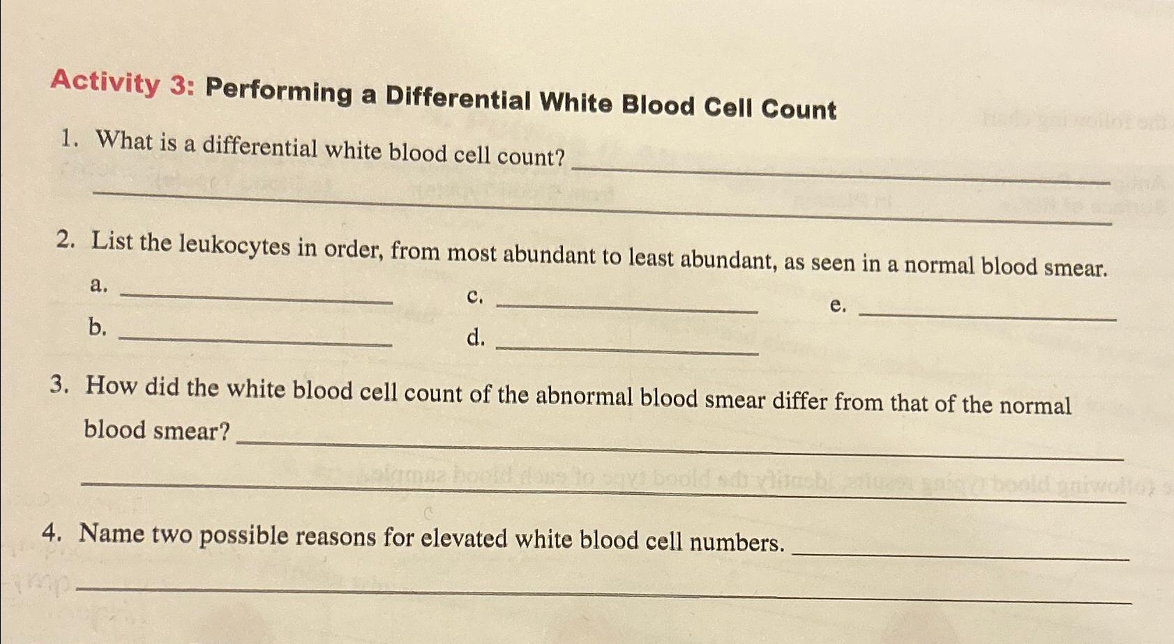 Solved Activity 3: Performing a Differential White Blood | Chegg.com