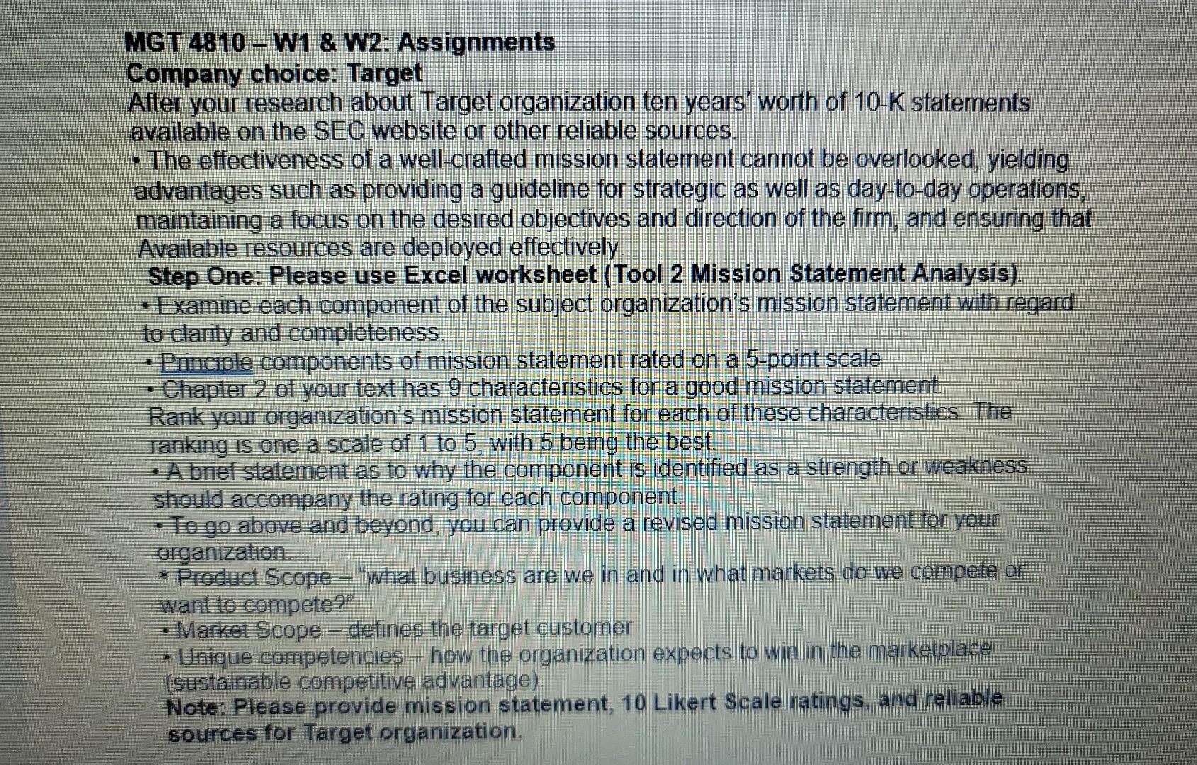 Solved Assignment Clarity: it is Target analysis project. | Chegg.com