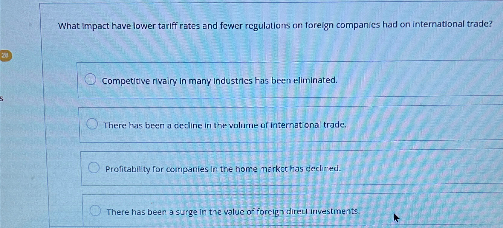 Solved What impact have lower tariff rates and fewer | Chegg.com