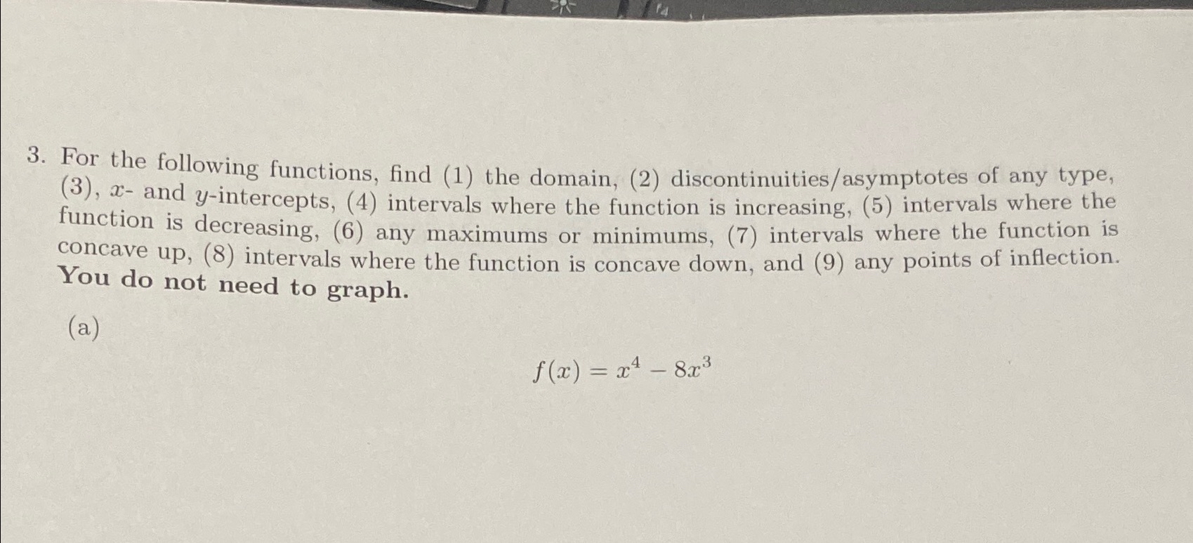 Solved For the following functions, find (1) ﻿the domain, | Chegg.com