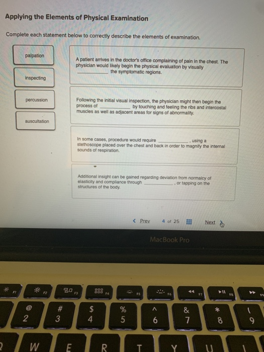 Solved Applying the Elements of Physical Examination | Chegg.com