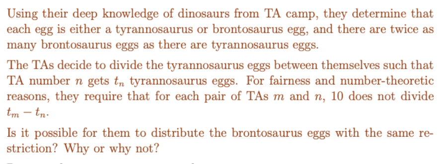 Solved Using their deep knowledge of dinosaurs from TA camp, | Chegg.com