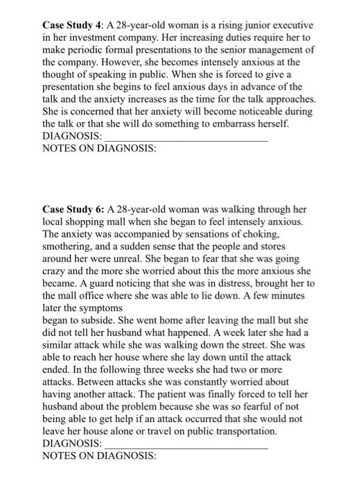 Solved Anxiety and Stress Related Disorders CASE STUDIES | Chegg.com