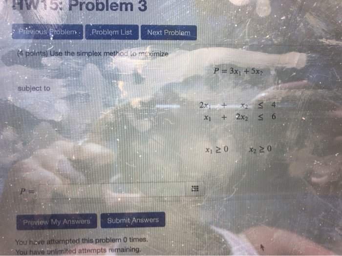 Solved HW15: Problem 3 Previous problem. Problerri List Next | Chegg.com