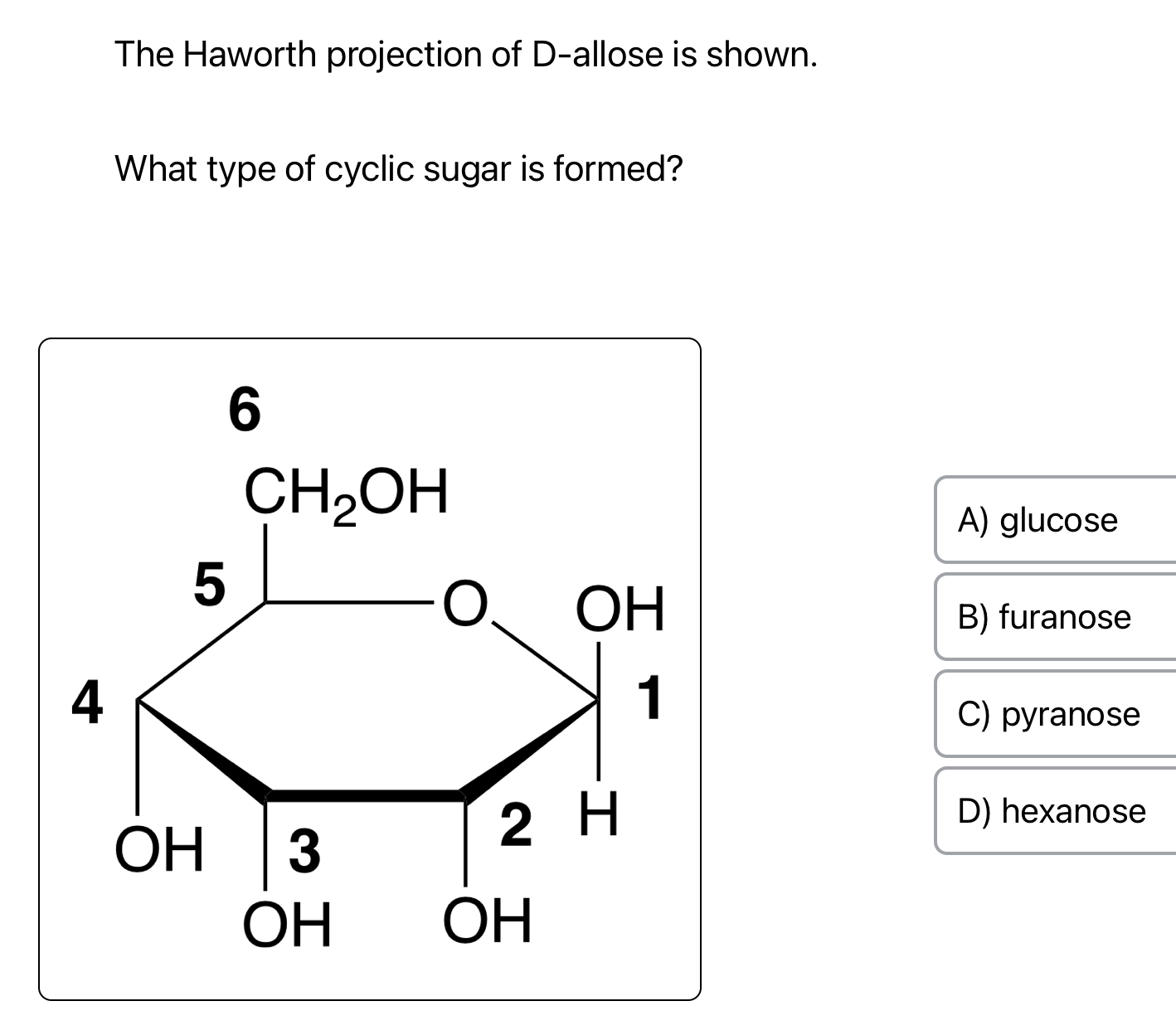 Solved The Haworth projection of D-allose is shown.What type | Chegg.com