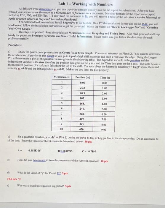 Solved Lab 1 - Working with Numbers All labs are word | Chegg.com