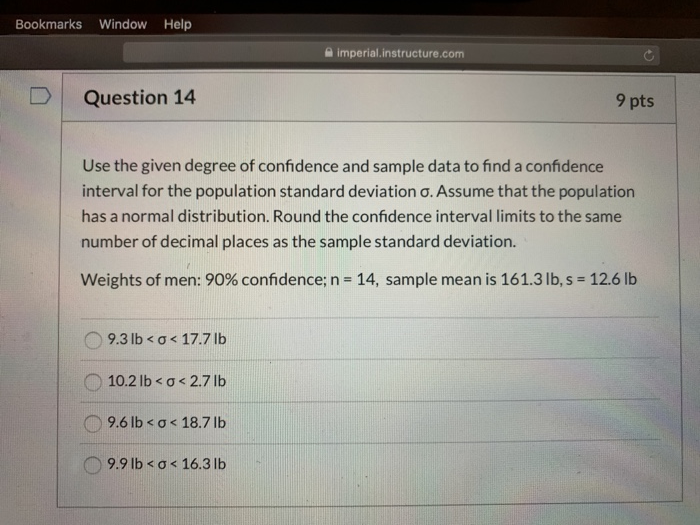 Solved Bookmarks Window Help imperial instructure.com | Chegg.com