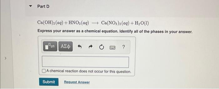 Solved Ca(OH)2(aq)+HNO3(aq) Ca(NO3)2(aq)+H2O(l) | Chegg.com