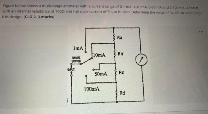 Solved Figure below shows a multi-range ammeter with a | Chegg.com