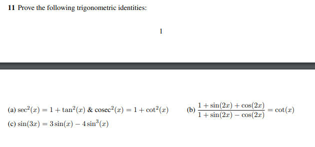 Solved 11 ﻿Prove the following trigonometric | Chegg.com