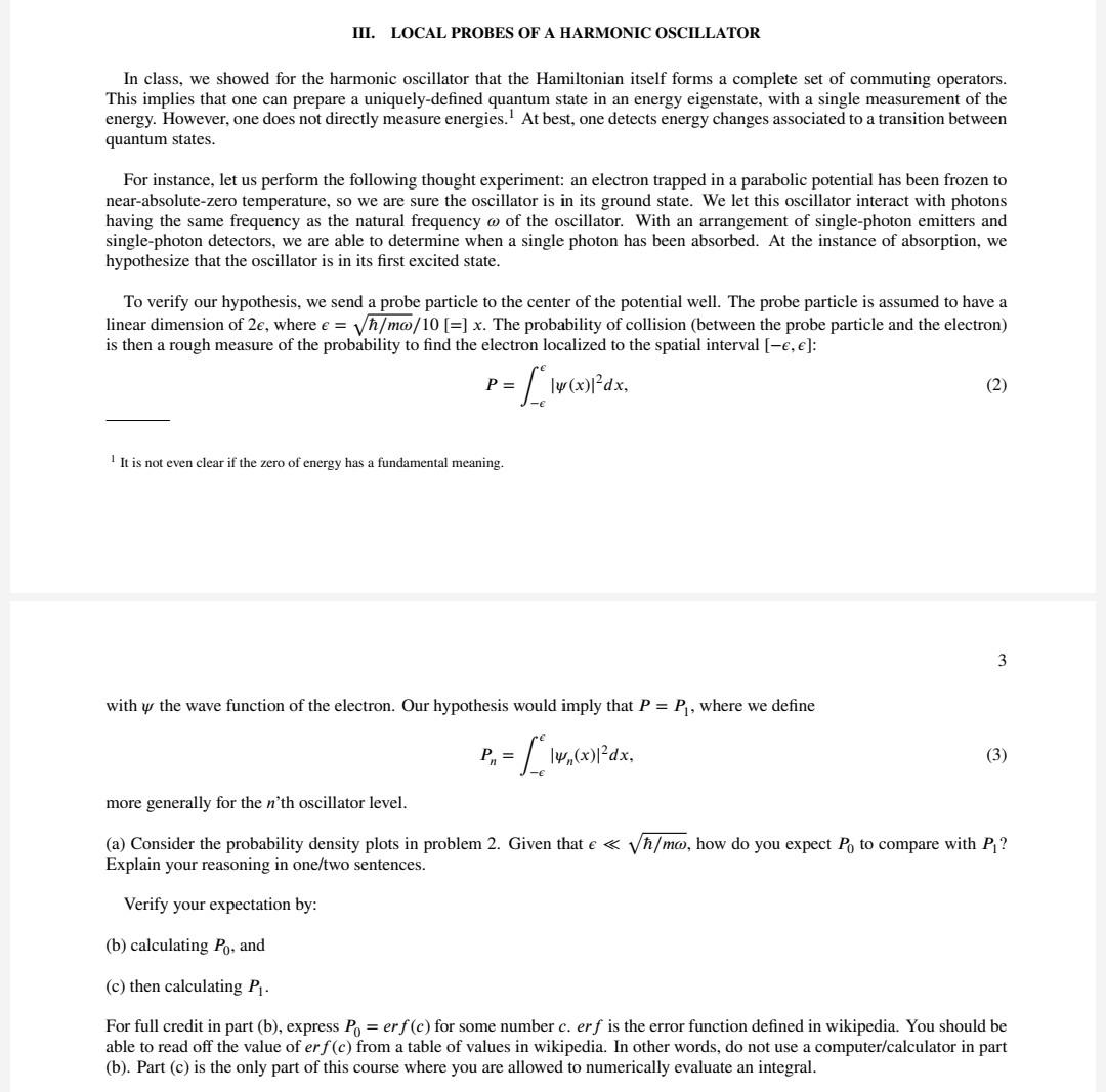 In class, we showed for the harmonic oscillator that | Chegg.com