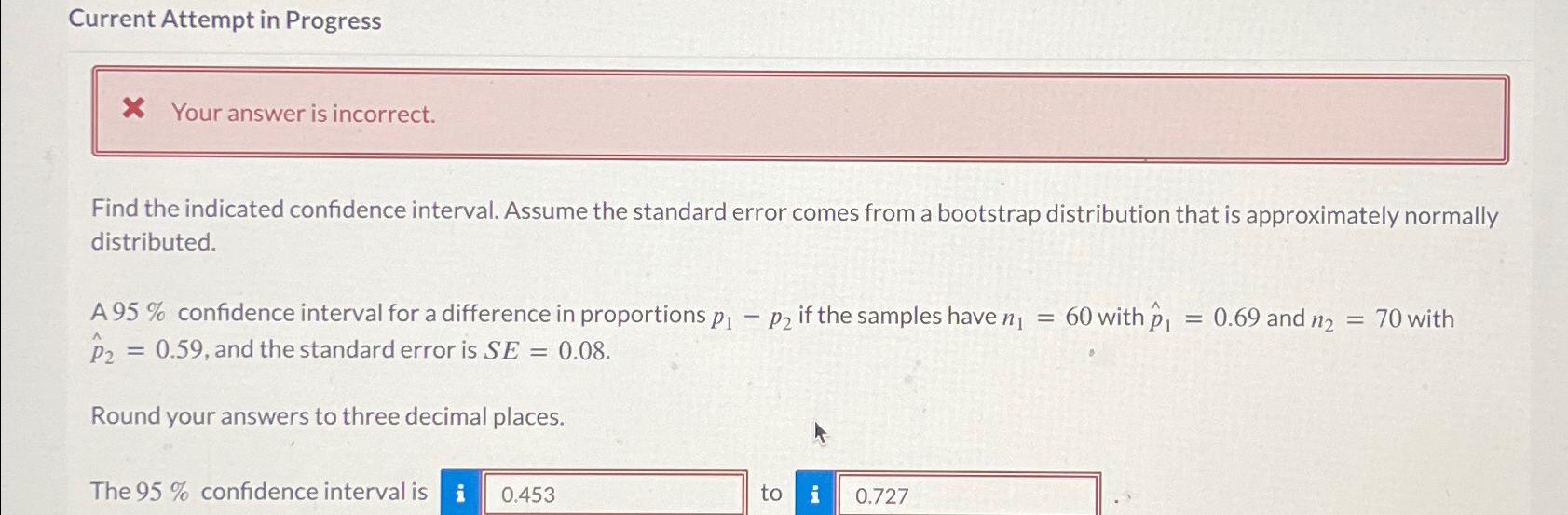 Solved 5Current Attempt in ProgressYour answer is | Chegg.com