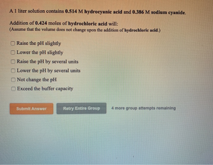 A 1 liter solution contains 0.514 M hydrocyanic acid | Chegg.com
