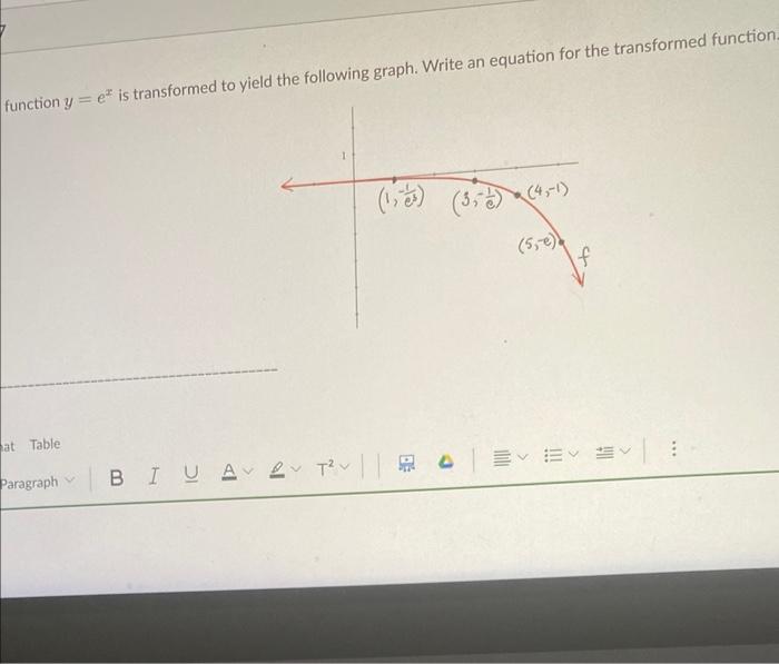 Solved function y=ex is transformed to yield the following | Chegg.com