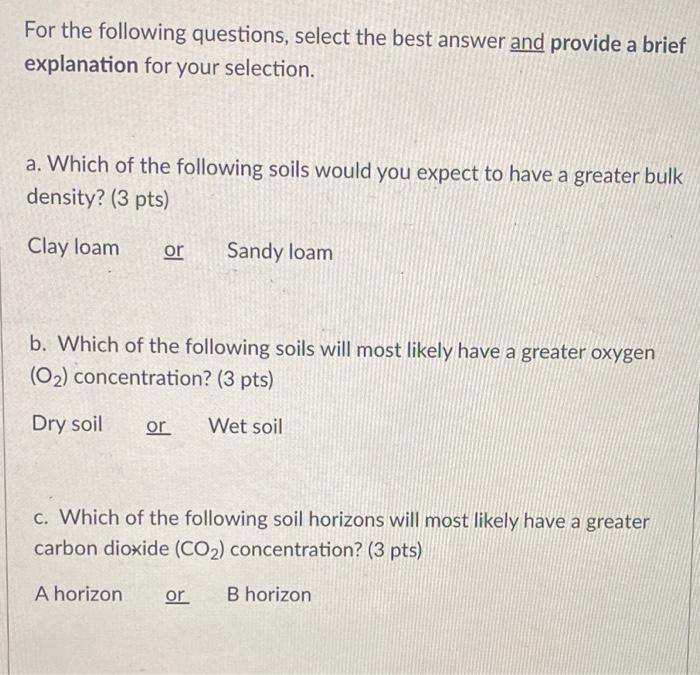 Solved For the following questions, select the best answer | Chegg.com