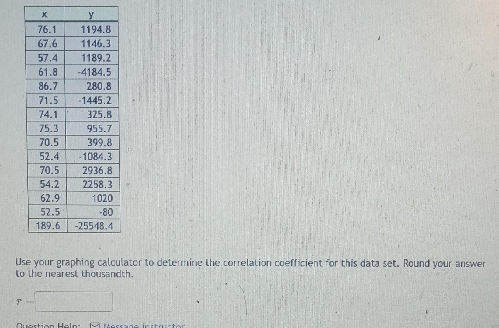 Solved Use your graphing calculator to determine the | Chegg.com
