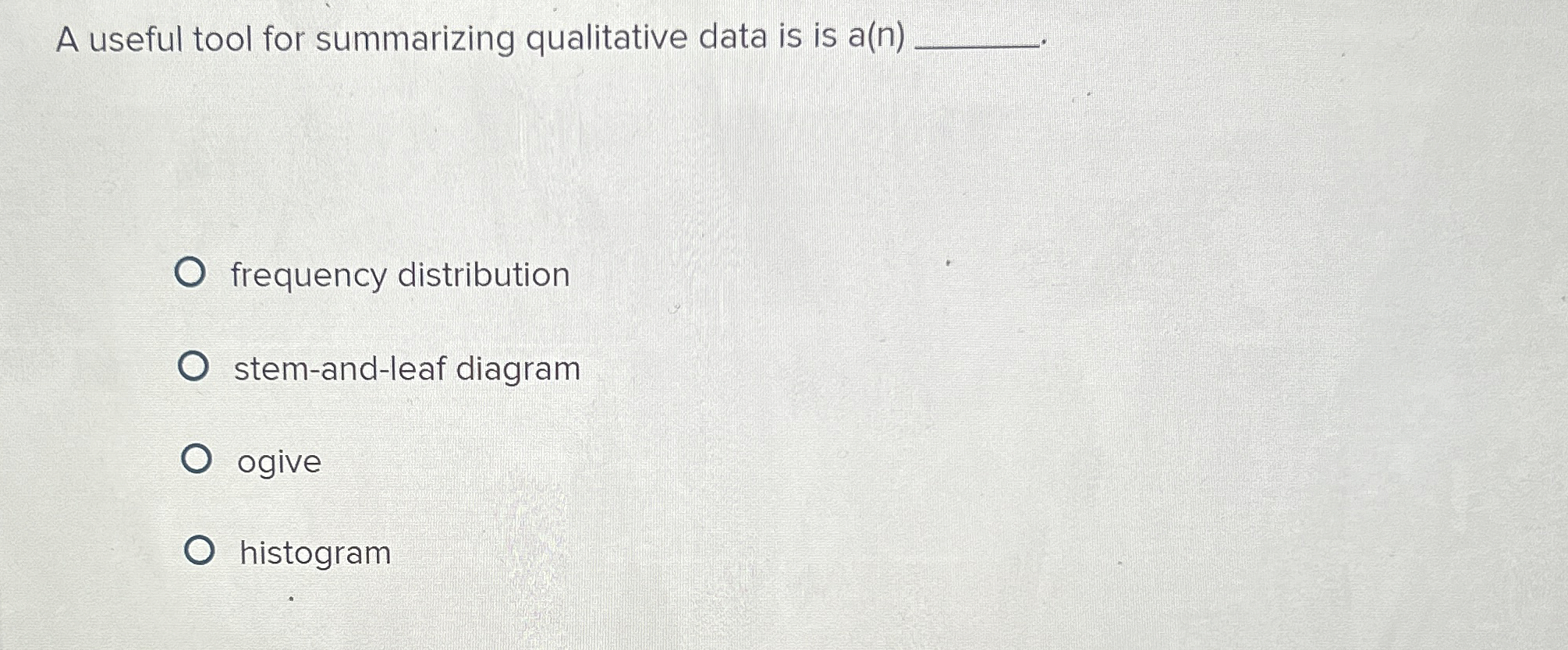 Solved A useful tool for summarizing qualitative data is is | Chegg.com