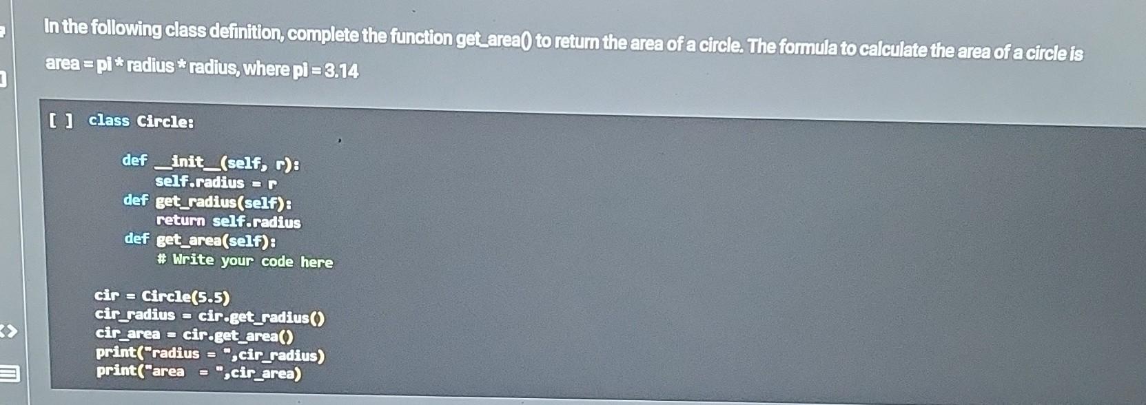 Solved In the following class definilion, complete the | Chegg.com