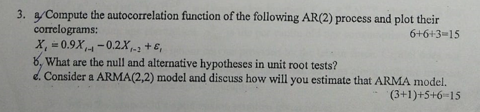 Solved a. ﻿Compute the autocorrelation function of the | Chegg.com