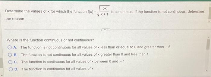Solved Determine the values of x for which the function | Chegg.com