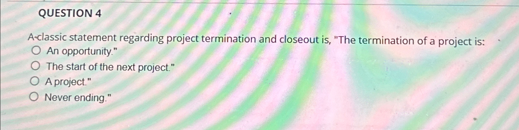 Solved QUESTION 4A-classic statement regarding project | Chegg.com