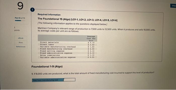 Solved Required information The Foundational 15 (Algo) | Chegg.com