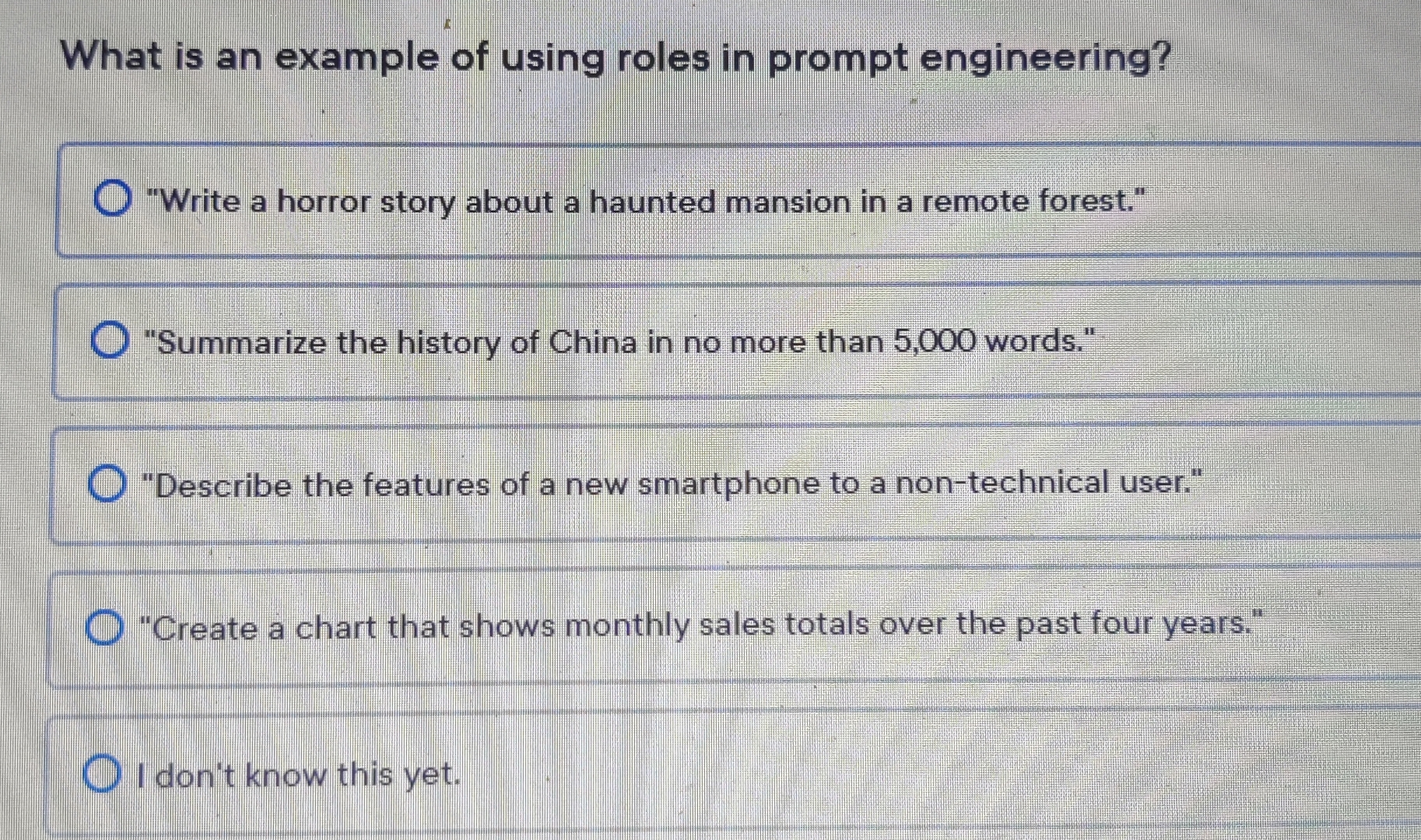 Solved What is an example of using roles in prompt | Chegg.com
