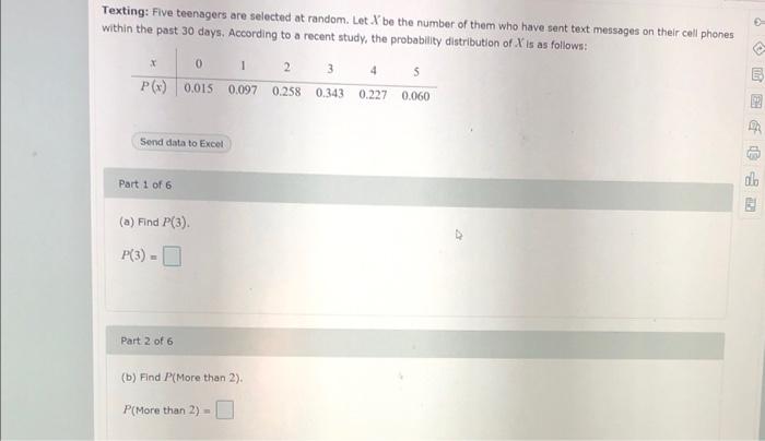 Texting: Five teenagers are selected at random. Let X | Chegg.com