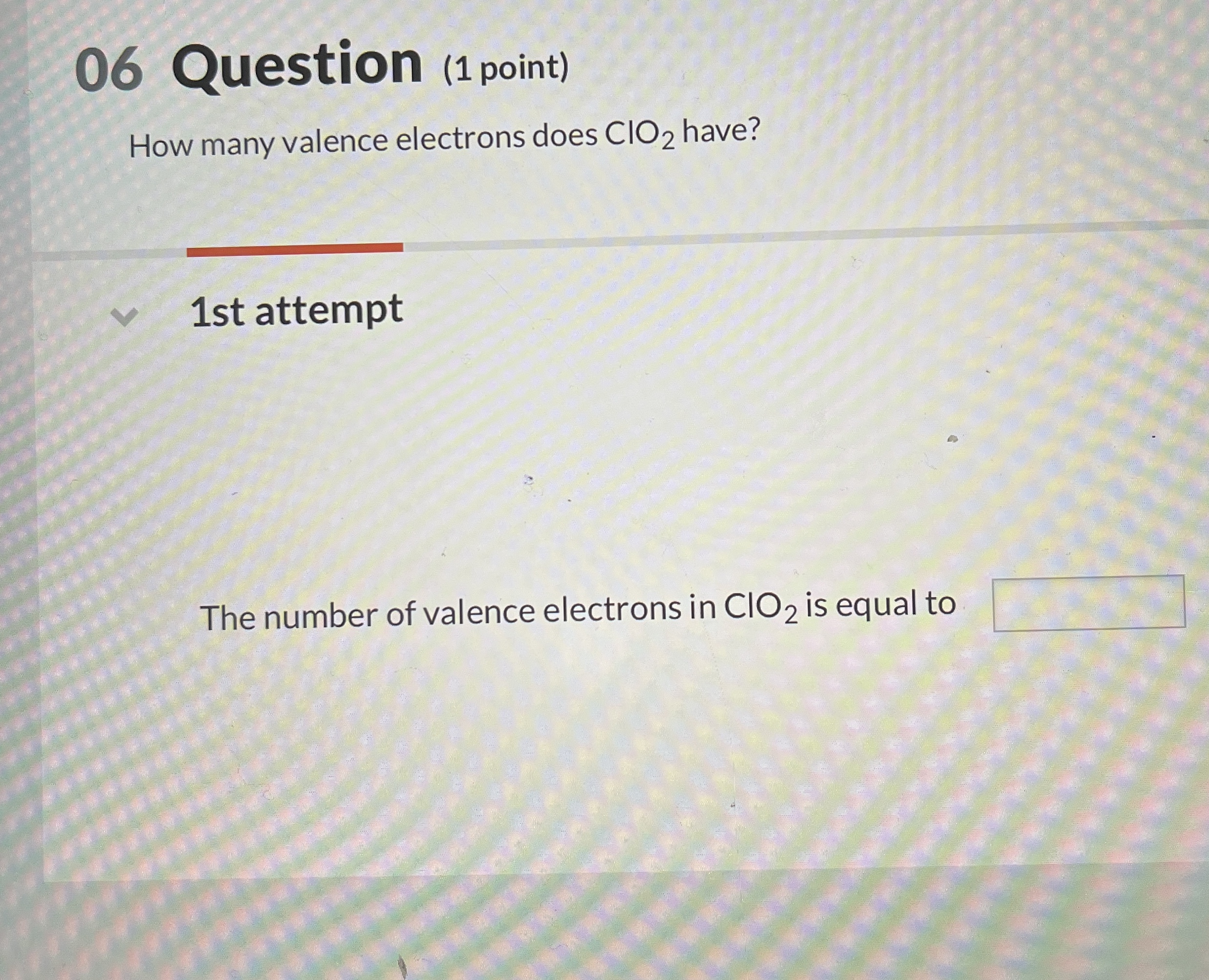 Solved 06 ﻿Question (1 ﻿point)How many valence electrons | Chegg.com