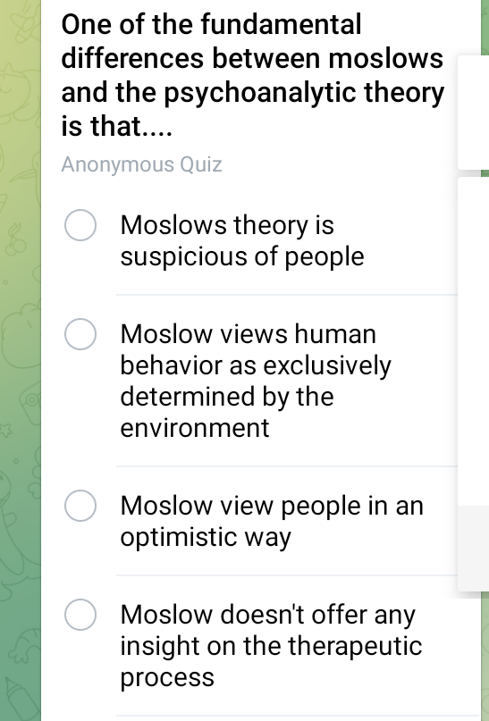 Solved One of the fundamental differences between moslows | Chegg.com