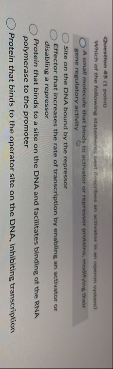 Solved Question 45 (1 ﻿point)Which of the following | Chegg.com